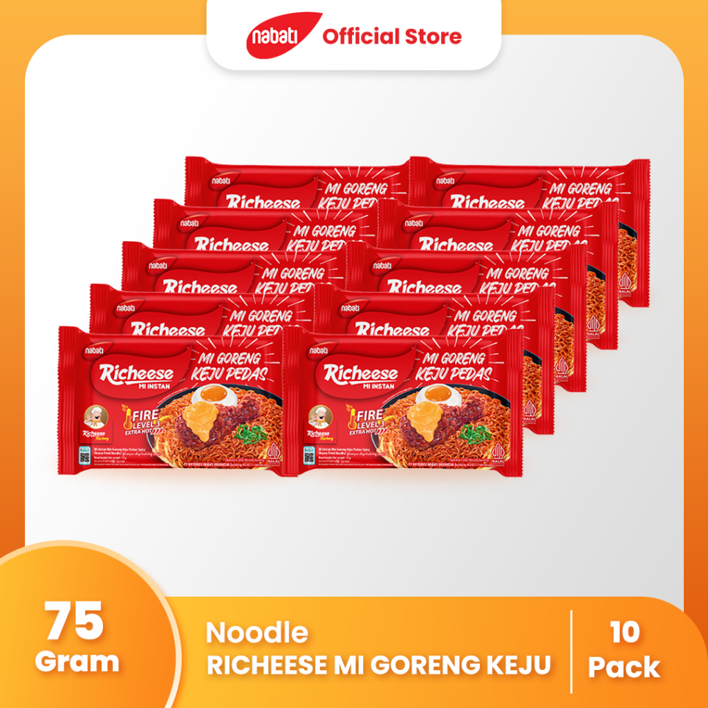 Jual [Bundle Pack Isi 10] Richeese Mi Goreng Keju 75g Level 3 | Shopee ...