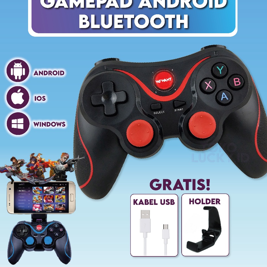 Jual KF7 WEWANT Gamepad Bluetooth Android X3 Wireless Joystick Controller Windows IOS | Shopee ...