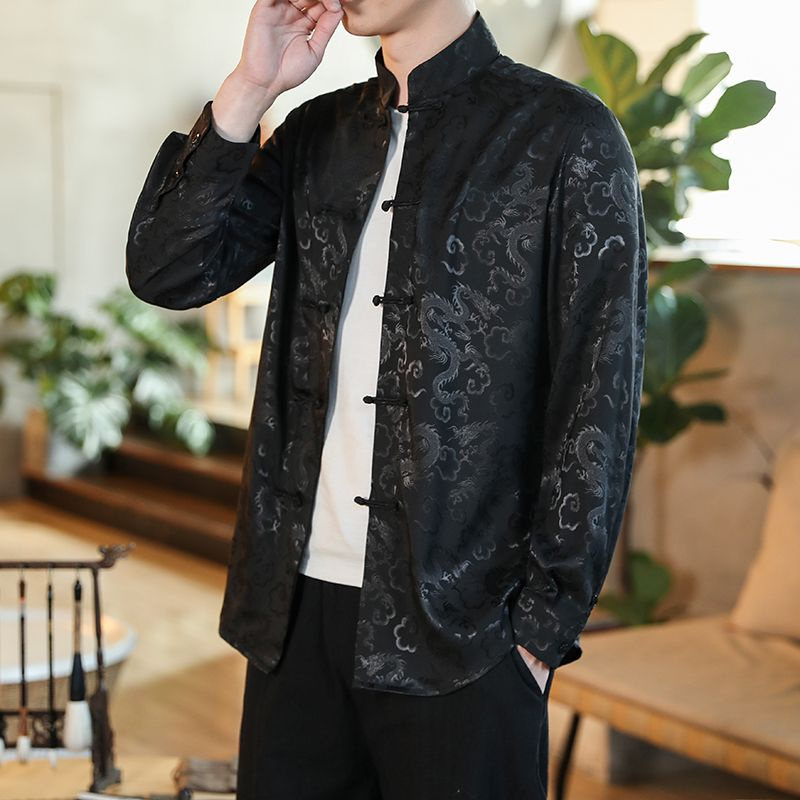 Jual Chinese Style Chinese Knot Button Shirt Men's Retro Fashion Brand ...