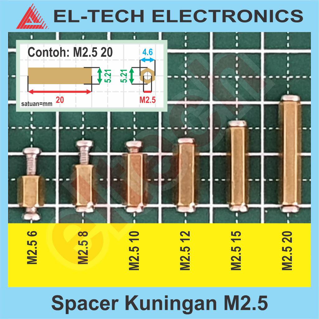 Jual M2.5 M-2.5 M 2.5 Spacer Spicer Spiser Kuningan Brass Penahan Penopang Topang Penyangga ...