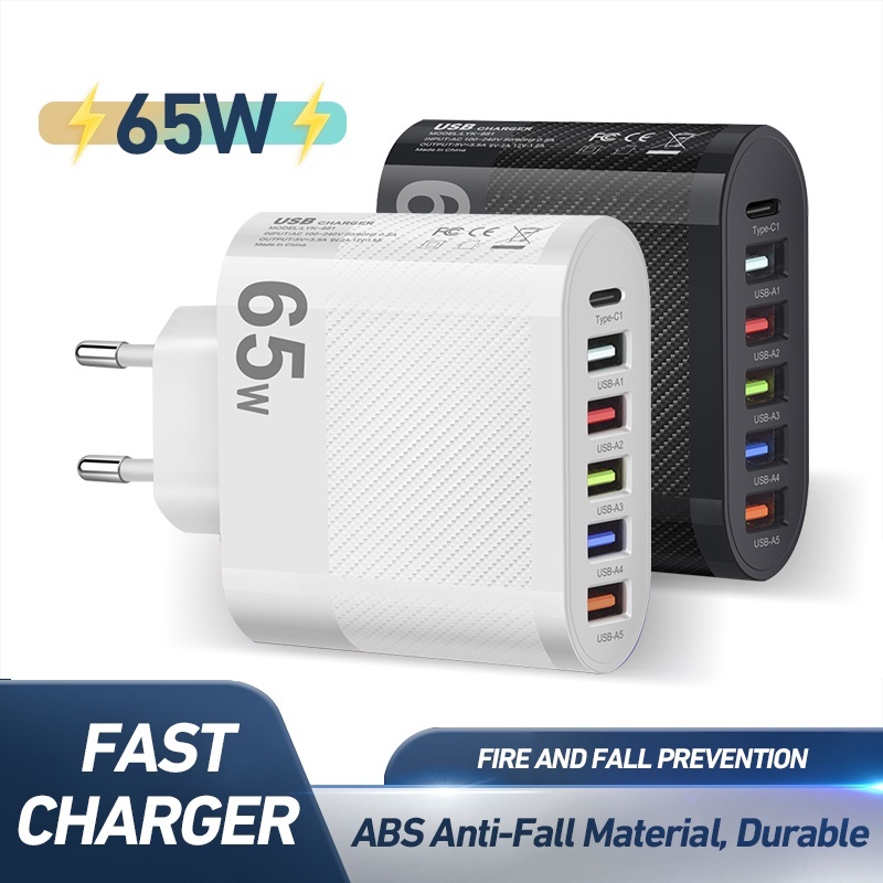Jual 65W Adapter Charger 3.5A 5 Port USB Quick Charging Fast Charging ...