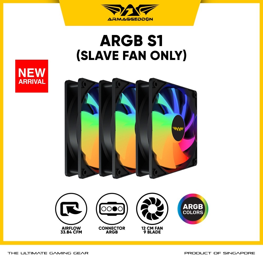 Jual Fan Casing Armaggeddon ARGB S1 RGB PC Cooling Fan with 9 Blade ...