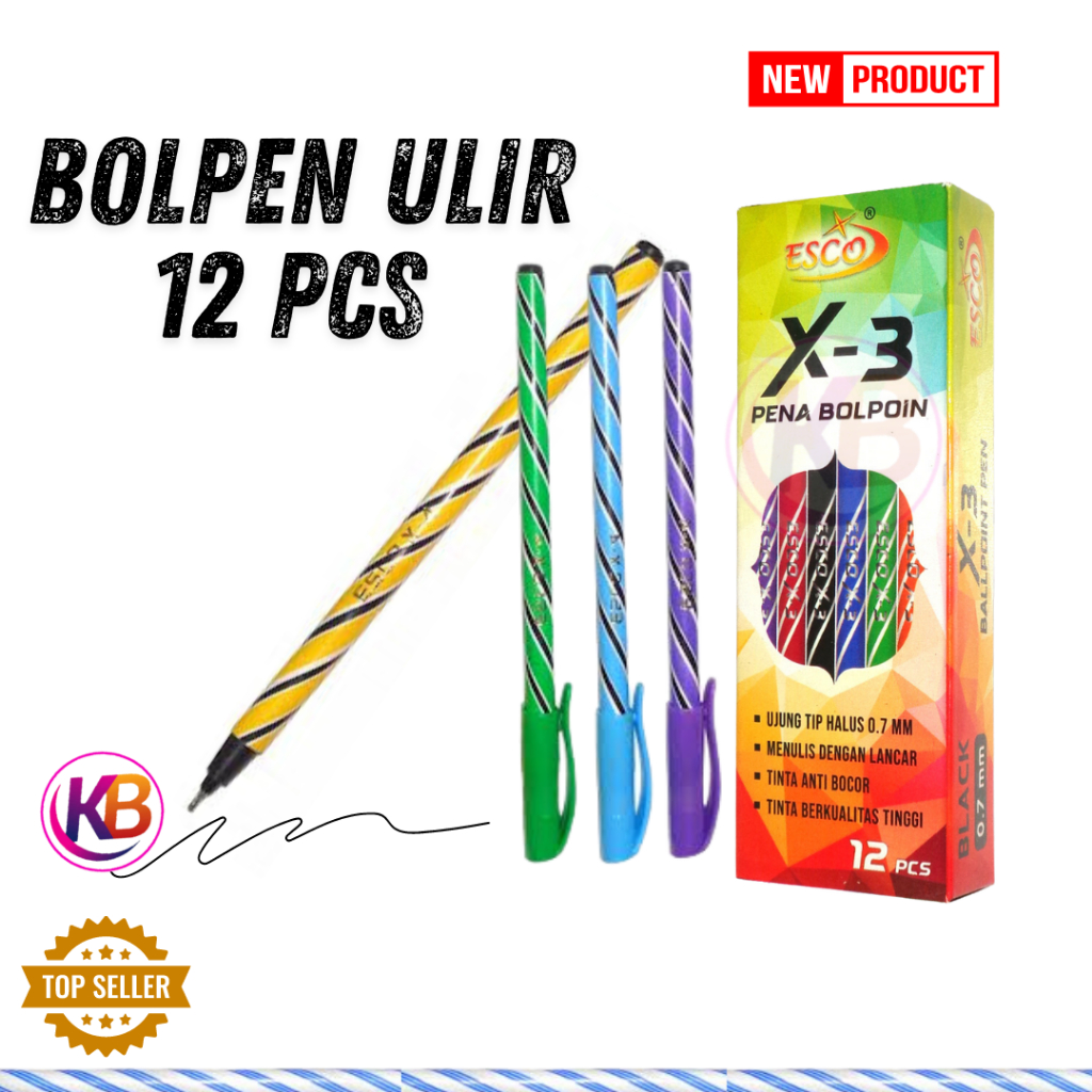 Jual 1 Pak (12 pcs) Pulpen Ulir Lilin / Pulpen x1 x2 x3 x4 x5 hitam ...