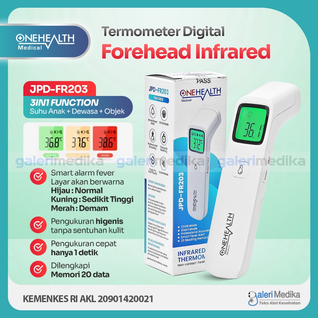 Jual Termometer Infrared OneHealth JPD-FR203 Non-Kontak - Termometer ...