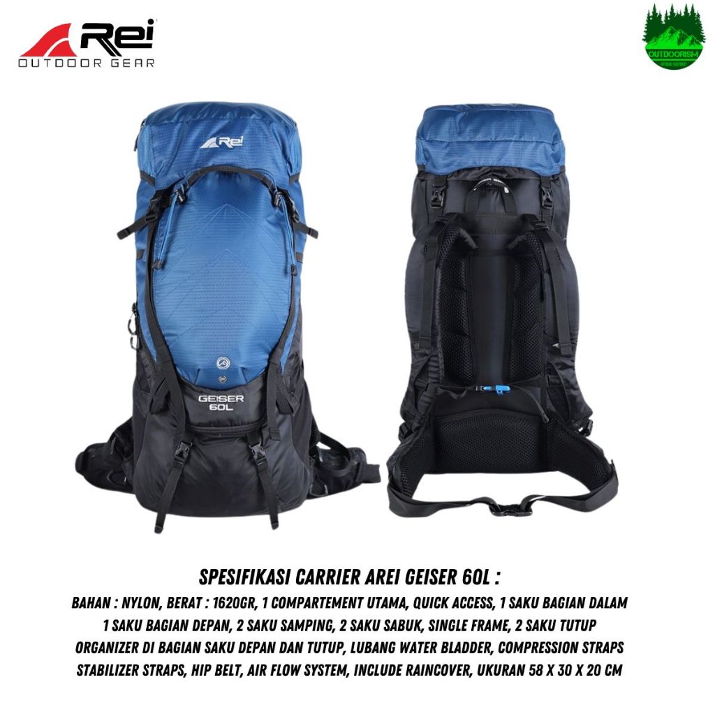 Jual Arei Tas Carrier 60L Geiser | Tas Keril Arei 60L Geiser | Ransel ...
