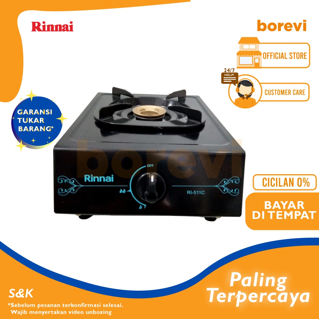 Jual Rinnai Ri 511C Kompor Gas 1 Stove Tungku Teflon Burner Kuningan ...