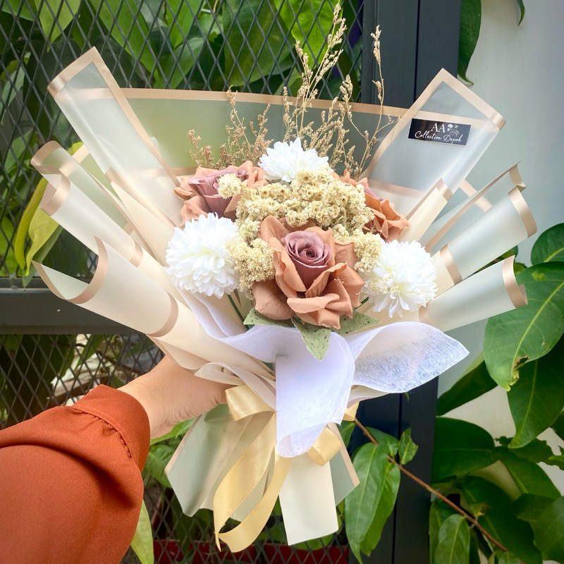 Jual BUKET BUNGA PREMIUM RUSTIC POMPOM SERIES / BUKET BUNGA WISUDA ...