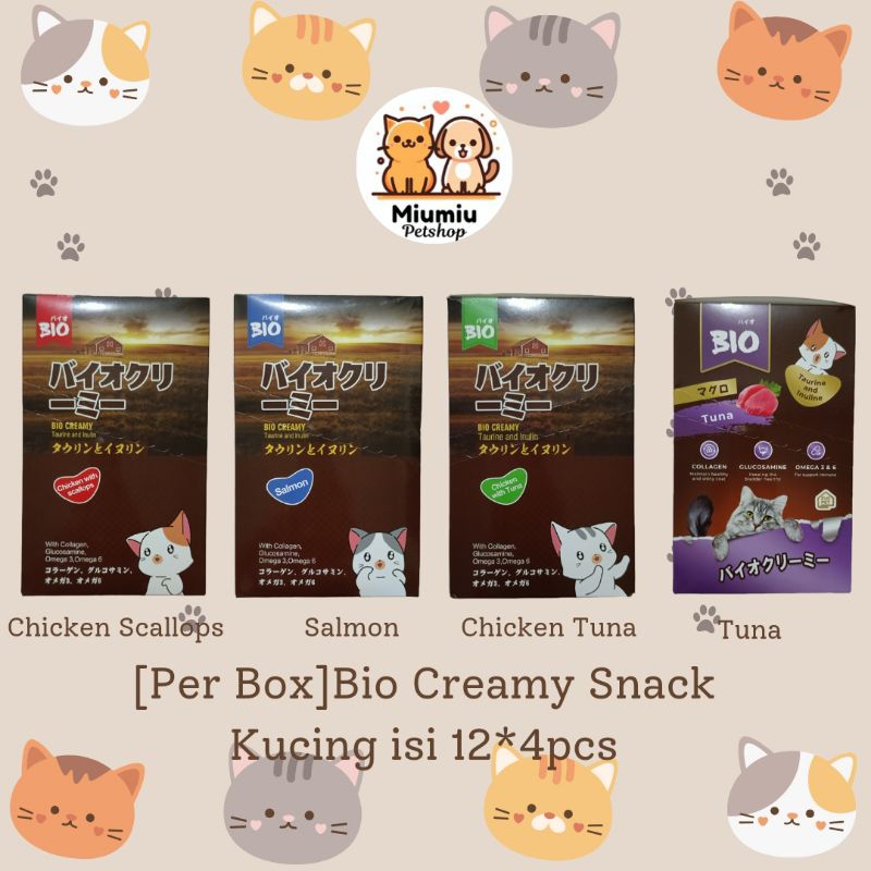 Jual Bio Creamy Snack Kucing Creamy Treats Per Box isi 12*4pcs | Shopee ...