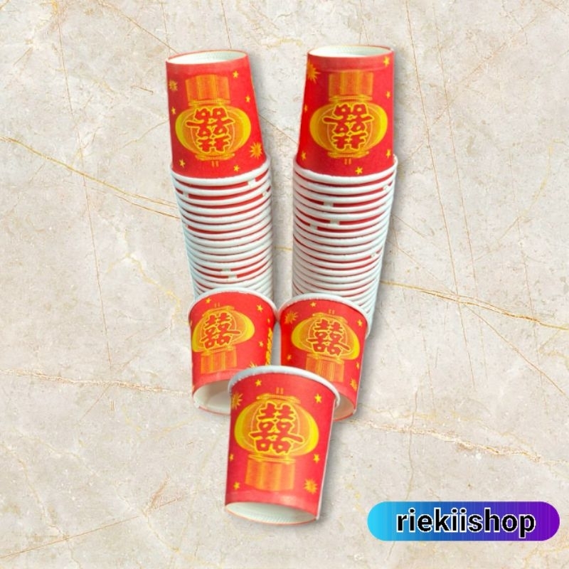 Jual Gelas teapai kertas Gelas sangjit Shuangxi Wedding paper cup mini ...