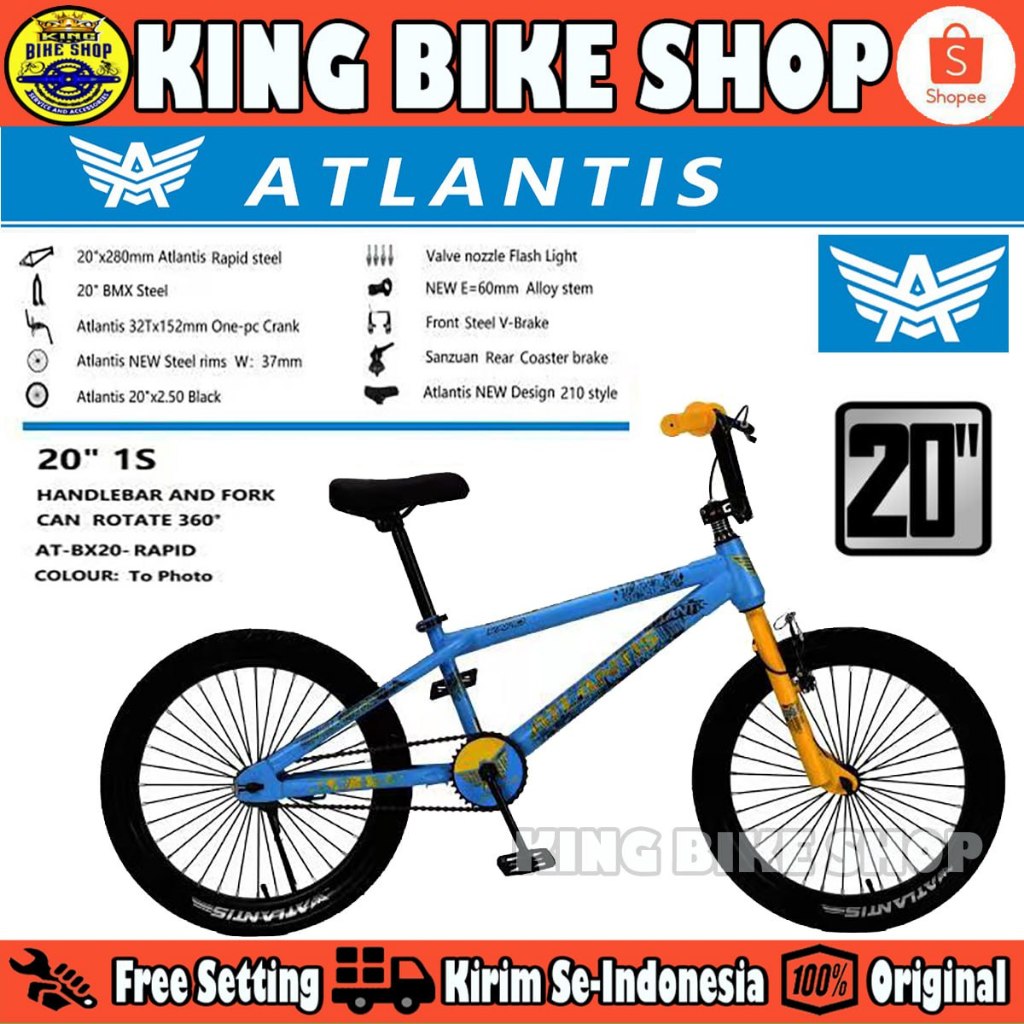 Jual Sepeda Anak Laki BMX ATLANTIS RAPID 20 Inch Stang Rotor Rem ...
