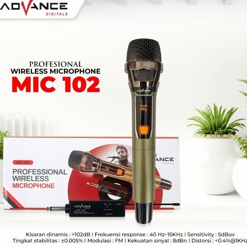 Jual MIC Advance MIC-102 Profesional Wireless Microphone | Shopee Indonesia