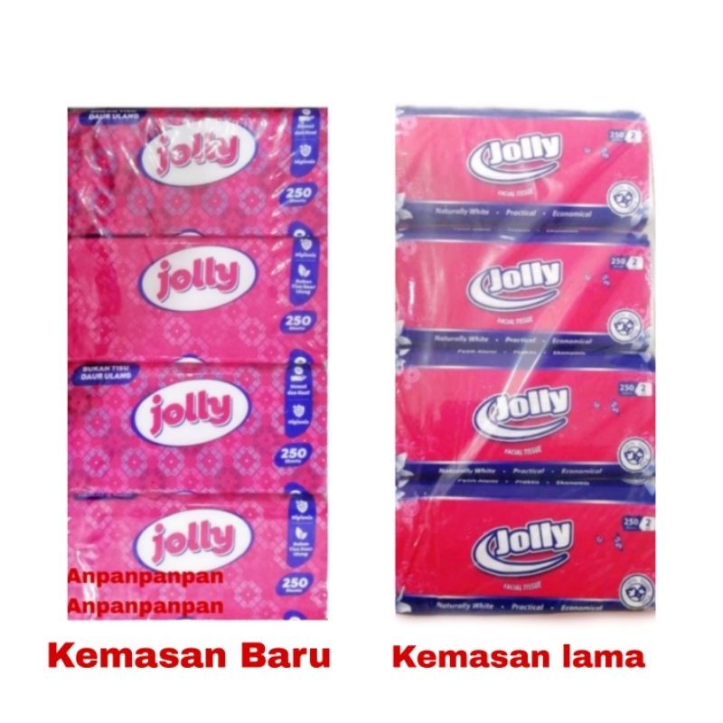 Jual tissue jolly 1 pack isi 4 bks 250 sheets tisu wajah Facial Tissue 4 pcs x 250s | Shopee ...
