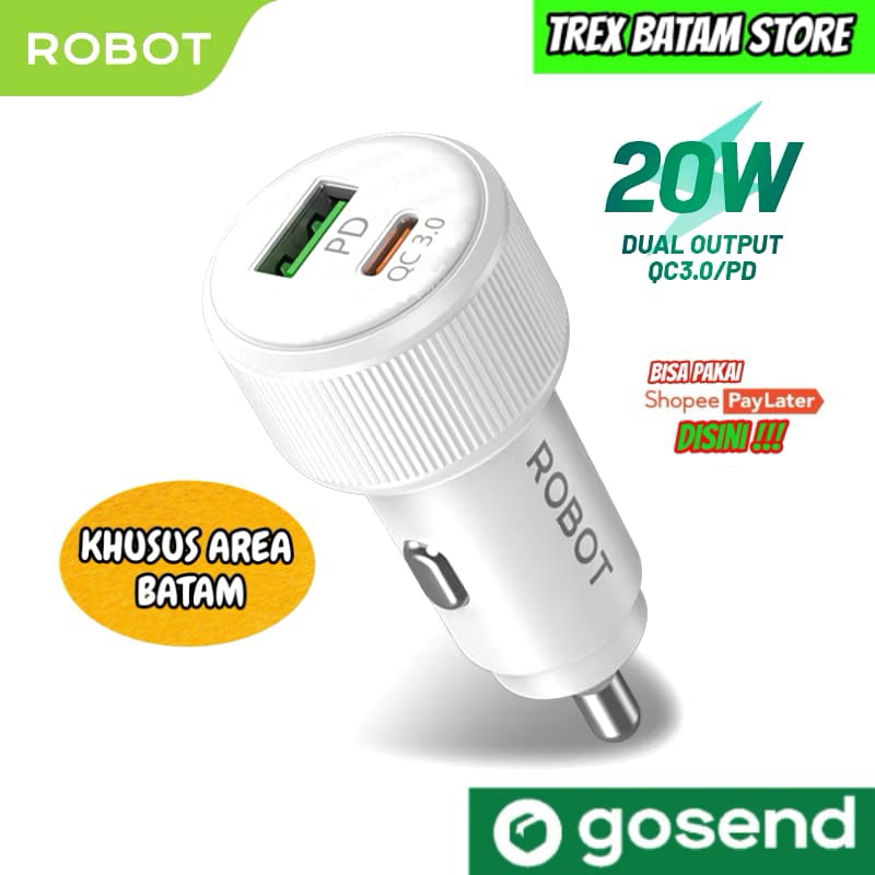 Jual ROBOT CAR CHARGER RT C11 20 W USB A & TYPE C WHITE GARANSI RESMI [ BATAM ] | Shopee Indonesia