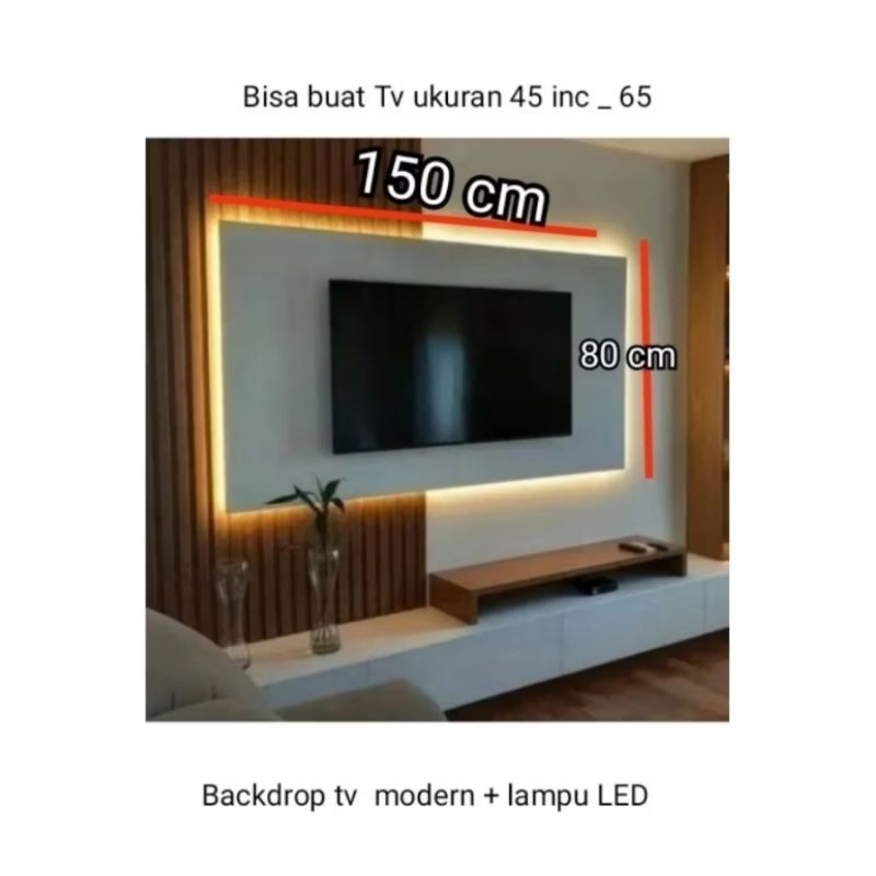 Jual Backdrop Tv Gantung LED Minimalis Ukuran P.150cm x L.80cm | Shopee ...