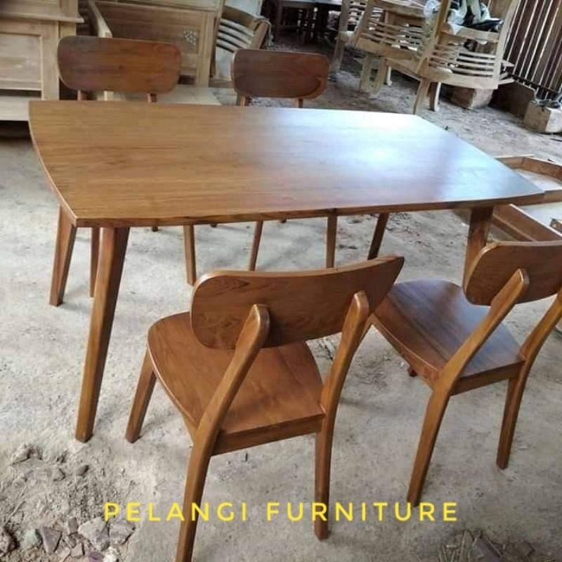 Jual Kursi Makan Cafe Ropan Set Kursi Makan 4 Kursi +1 Meja | Shopee Indonesia