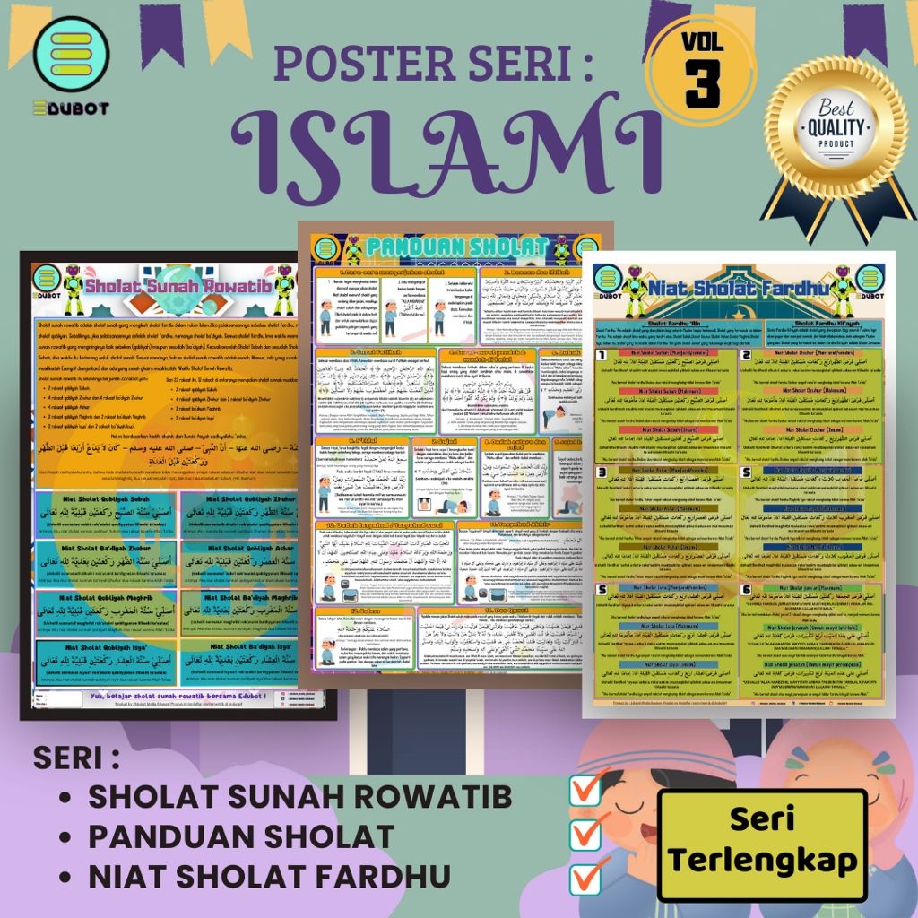 Jual POSTER SERI ISLAMI NIAT SHOLAT FARDHU, PANDUAN SHOLAT FARDHU DAN ...