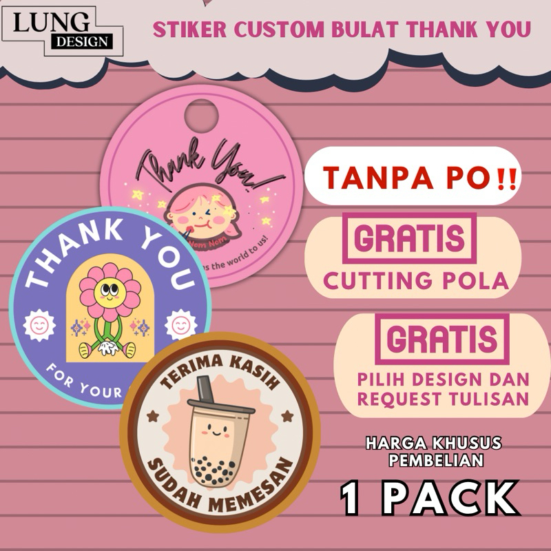 Jual [HARGA 1 PACK ] CETAK STIKER LABEL KEMASAN THANKYOU / STICKER ...