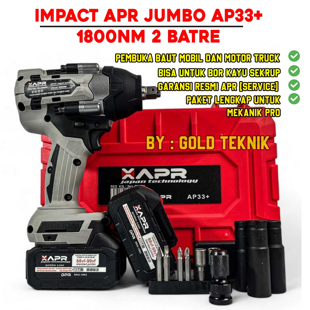 Jual APR Impact Wrench 1800NM AP33+ facelift buka roda ban motor mobil ...