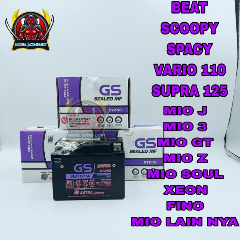 Jual Aki Motor GS Astra GTZ5S Accu Kering Vario Beat FI Scoopy Spacy F1 ...