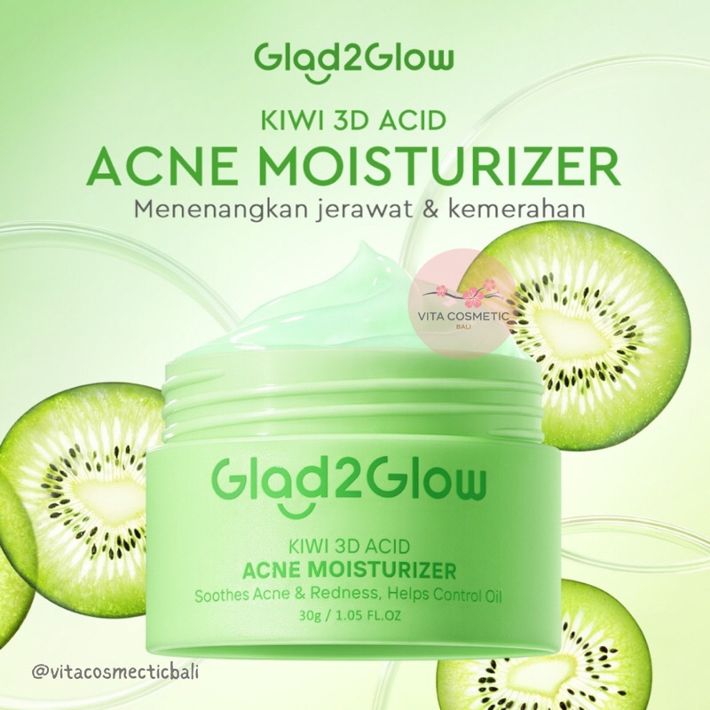 Jual GLAD2GLOW KIWI 3D ACID ACNE MOISTURIZER Pelembab Wajah Jerawat Day ...