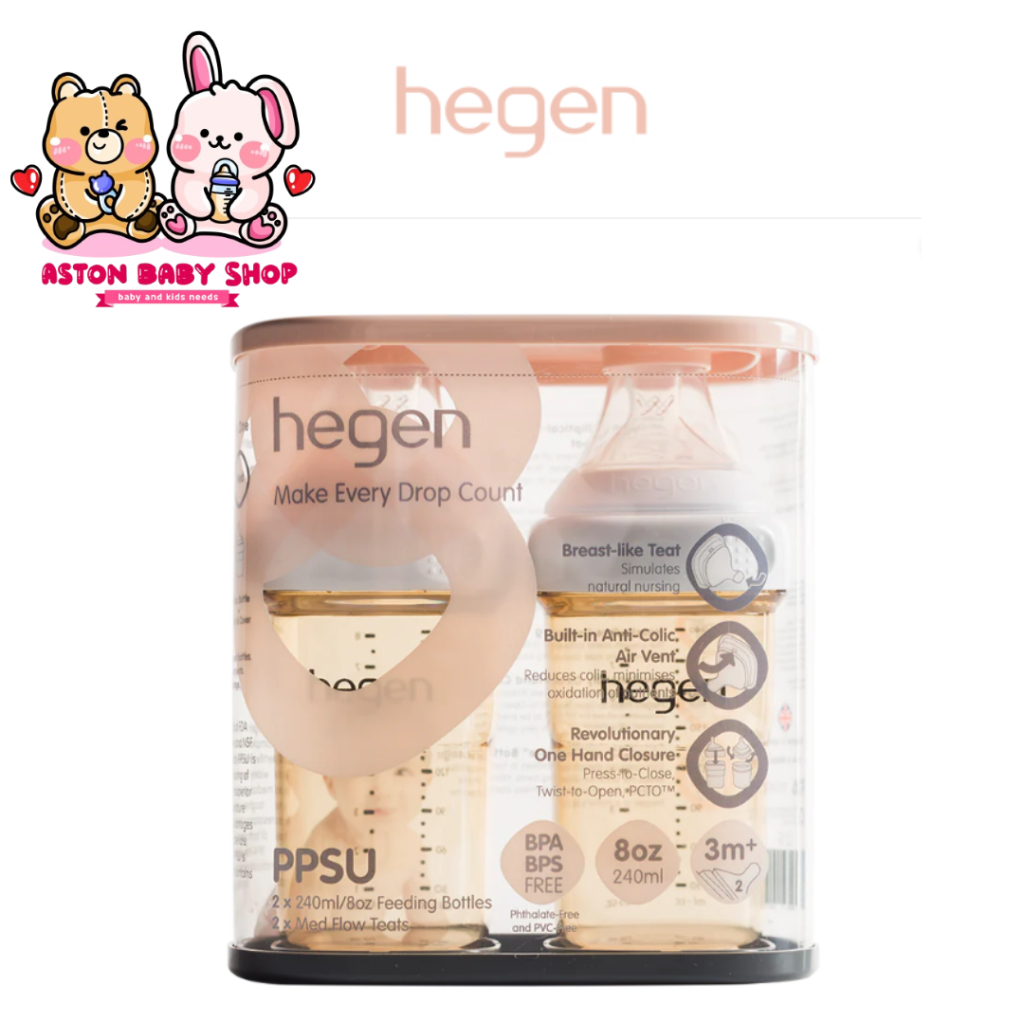 Jual Hegen PCTO™ 240ml/8oz Feeding Bottle PPSU (2-pack) Twin Pack with Medium Flow Teats (3-6 ...