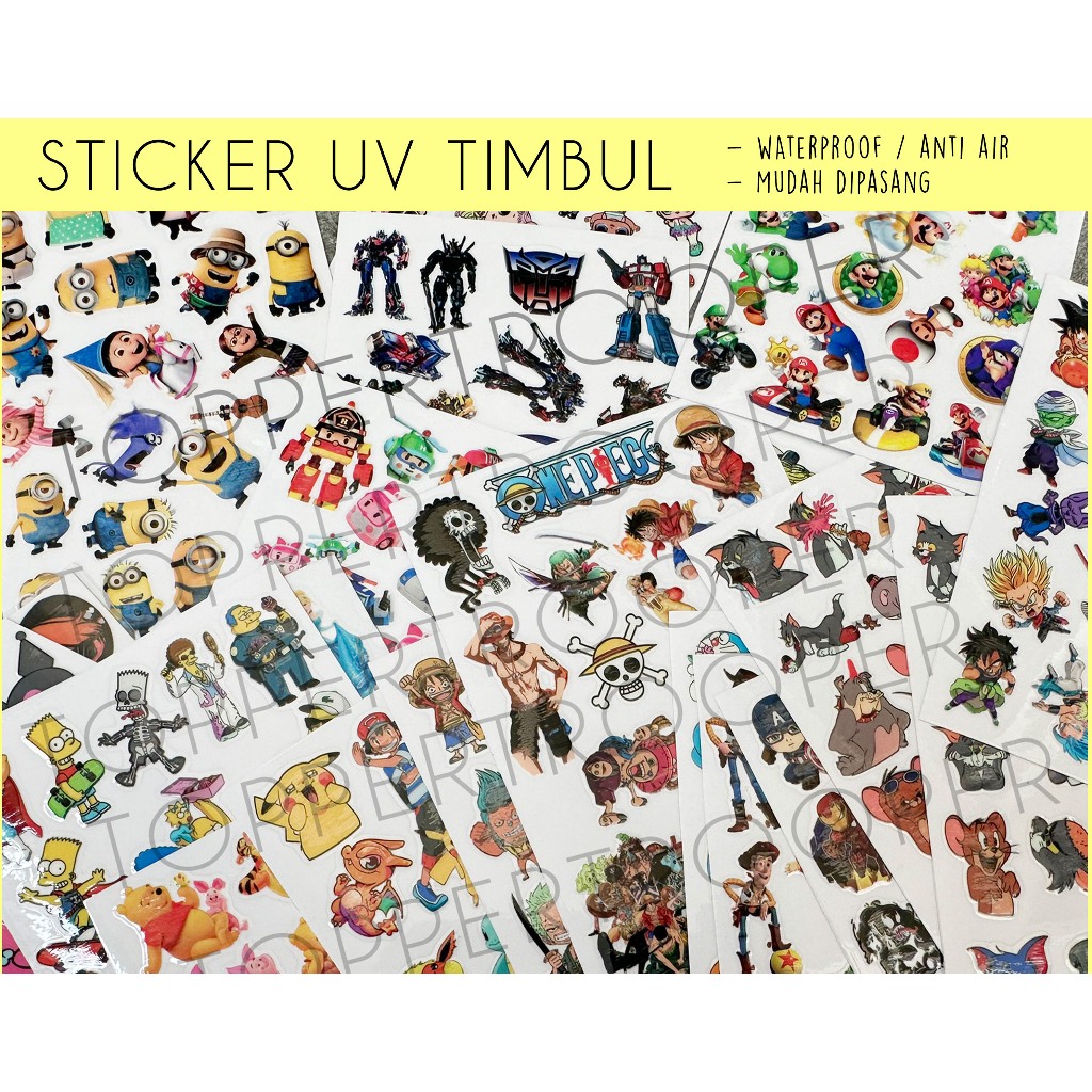 Jual READY STIKER UV TIMBUL ANIME Drgn ball One Piece Spy Family Kartun ...