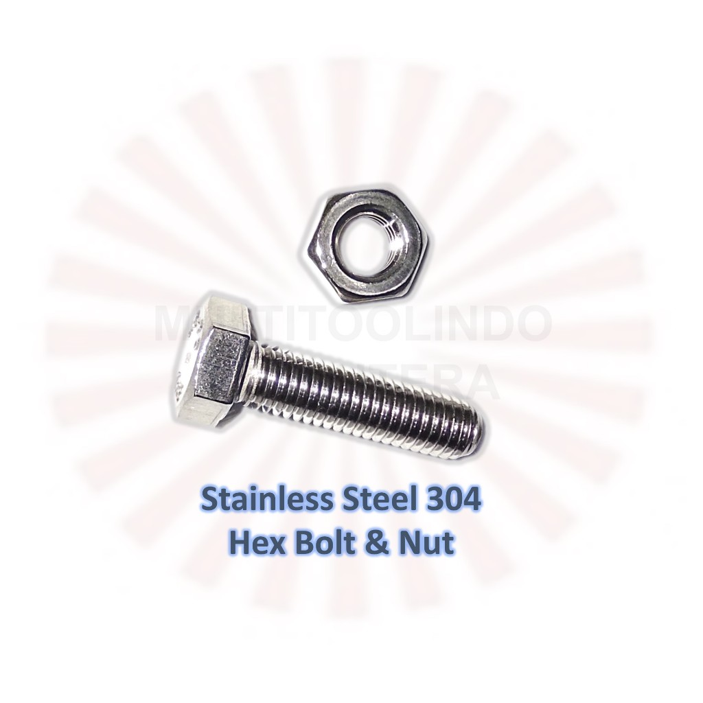 Jual Baut Mur SS 304 M10 Hex Bolt Nut M10 Stainless Steel 304 M10 x 15 - 60mm BM SS M10 | Shopee ...