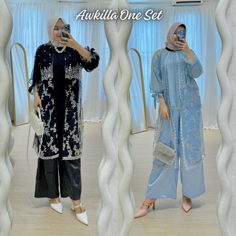 Jual [ORI] Awkila Kamari One Set Jumbo Brukat Tille Dot/One Set Pesta ...