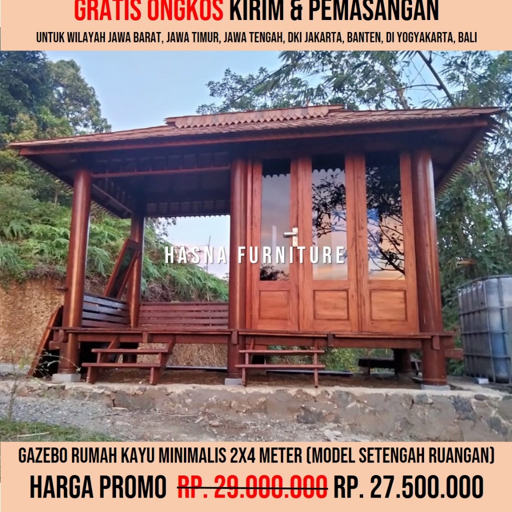 Jual Gazebo Unik Minimalis Dari Kayu Ukuran 2x4 Meter Atap Sirap Ulin ...