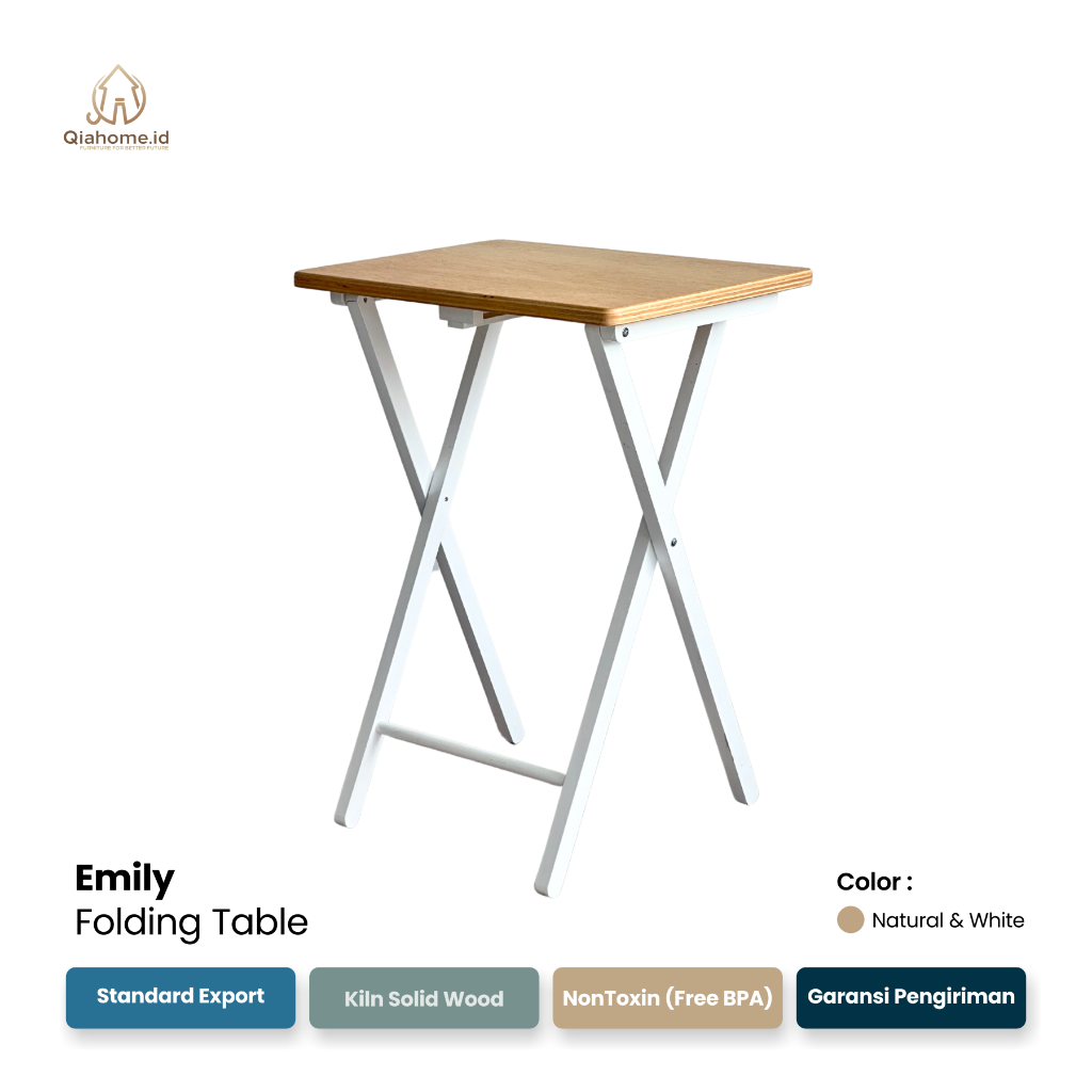 Jual Qiahome.id Emily Folding Table Meja Kayu Lipat Serbaguna Meja Kayu ...
