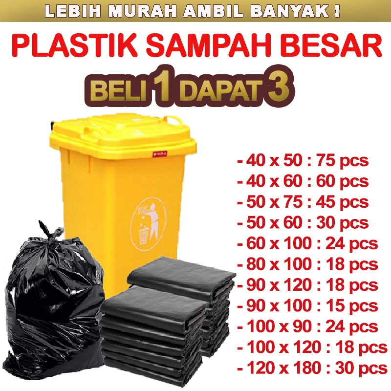 Jual PASTI HEMAT 3 PACK Plastik Sampah | Kantong Plastik Sampah Hitam ...