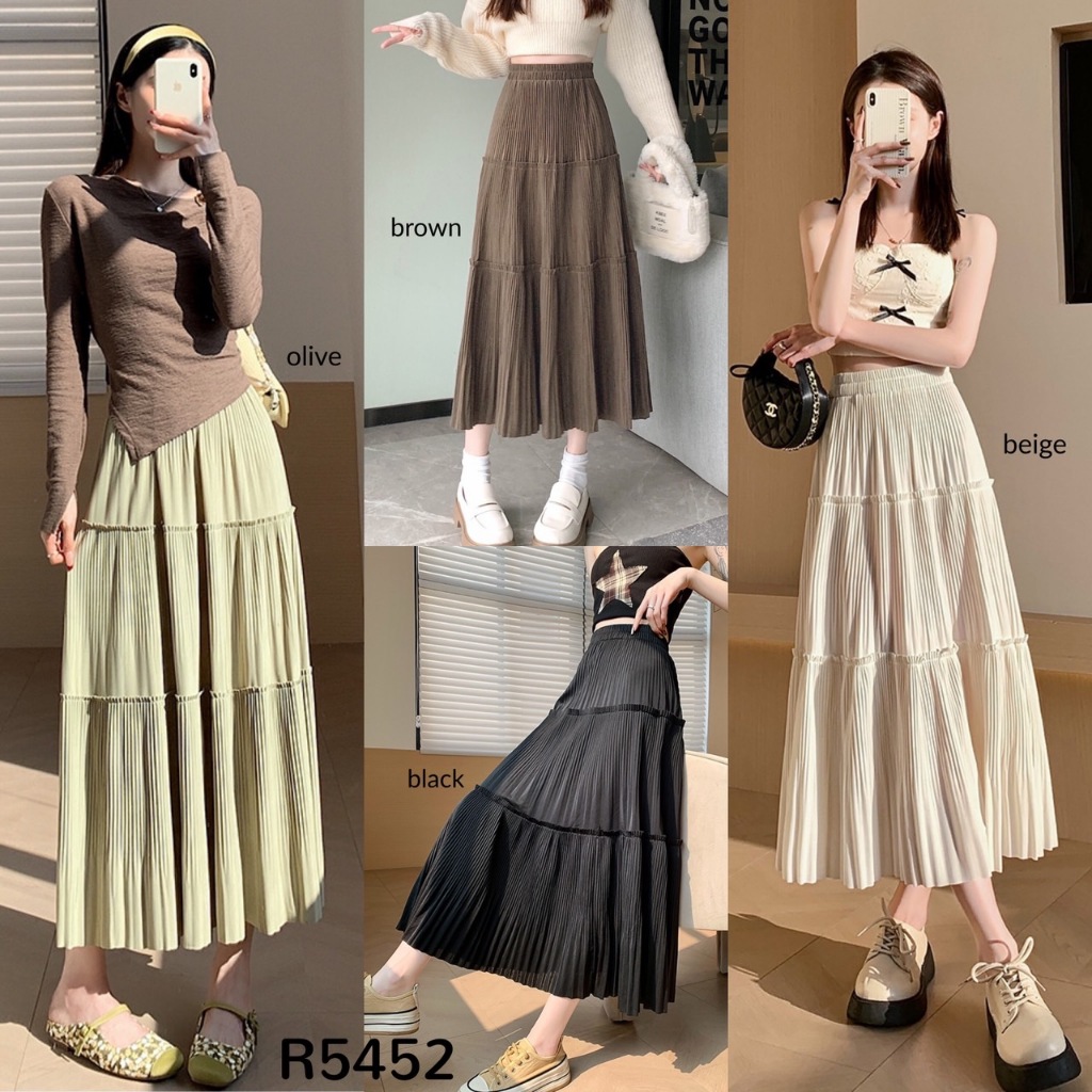 Jual [FG] Gradation Pleats Layer Flare Skirt R5452 | Shopee Indonesia