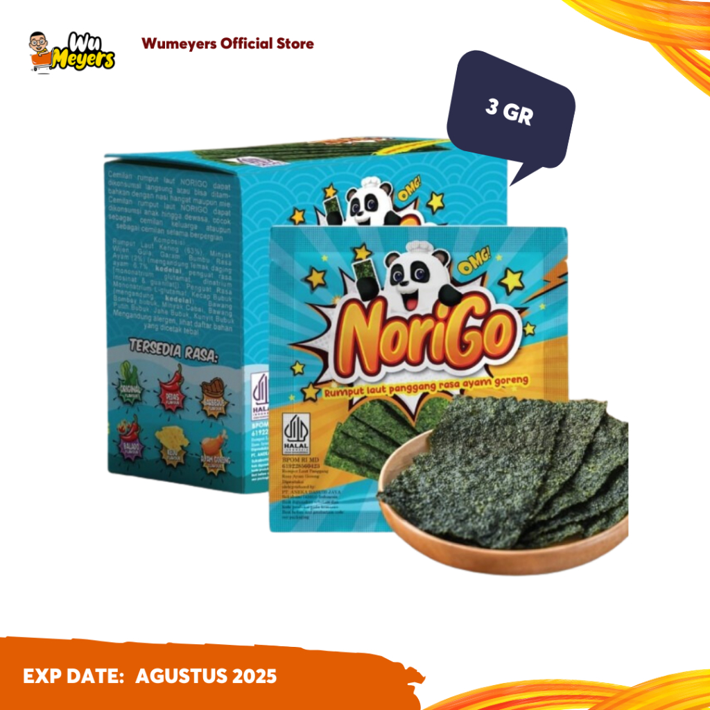 Jual Norigo Snack Rumput Laut / Norigo Nori Sachet Snack Rumput Laut ...