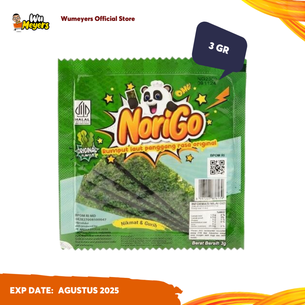 Jual Norigo Snack Rumput Laut / Norigo Nori Sachet Snack Rumput Laut ...