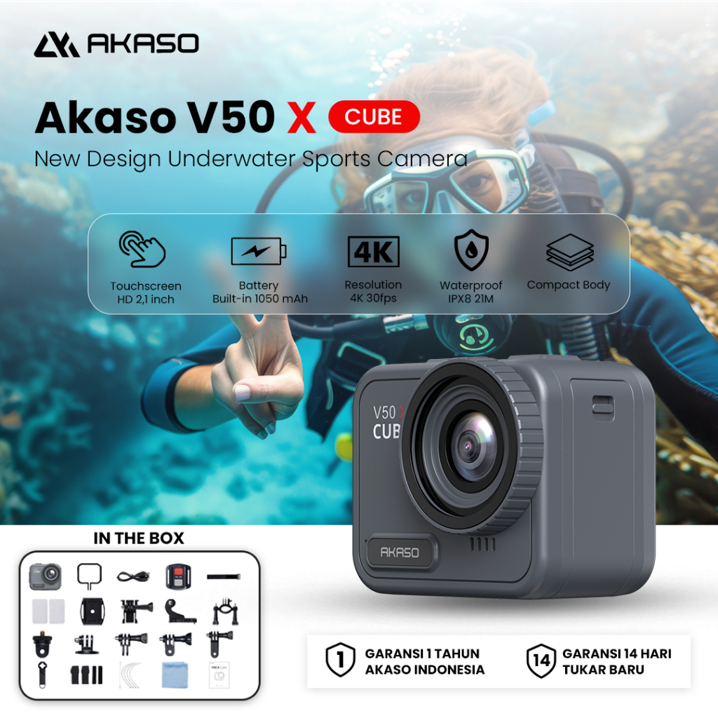 Jual Akaso V50 X CUBE Action Cam 4K 30 FPS Waterproof With Remote ...