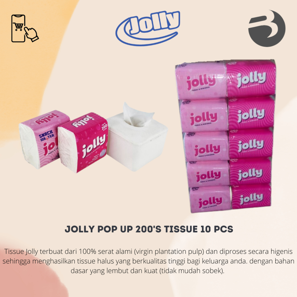 Jual JOLLY POP UP 200'S TISSUE JOLY 1 ZAK BESAR ISI 10 PCS KECIL ...