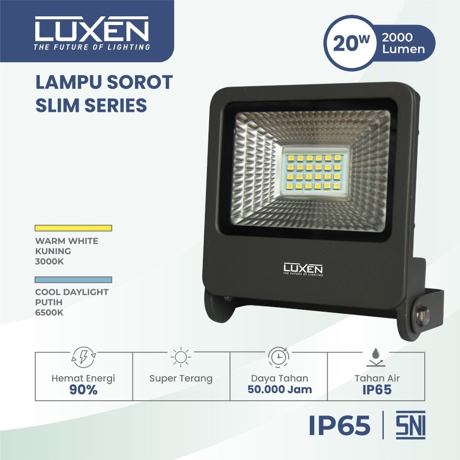 Jual LUXEN LAMPU SOROT LED FLOOD LIGHT 20W 20 WATT CAHAYA KUNING (WARM ...