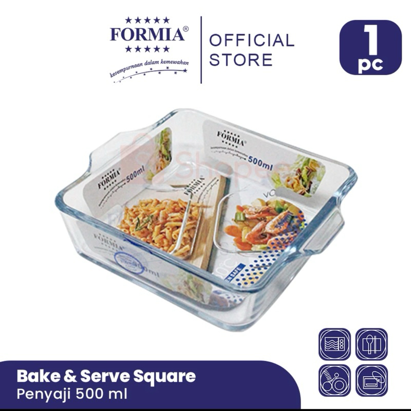 Jual Formia Bake Ware Serve Square Dish 0.5Ltr/ 0.8Ltr/ 1,5L Piring ...