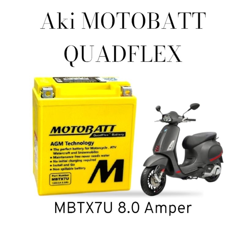 Jual AKI MOTOR VESPA MATIC SPRINT 150,LX 150, PRIMAVERA MOTOBATT MBTX7U AKI QUADFLEK | Shopee ...