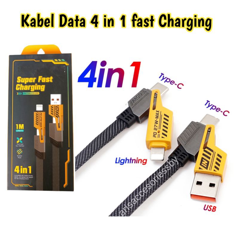 Jual Kabel Data 4 in 1 Super Fast Charging Type-C Lightning C To C ...