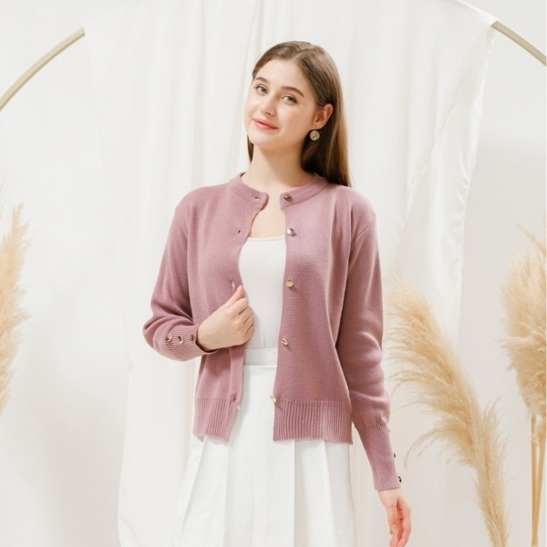 Jual CARDIGAN BASIC KANCING GOLD TEBAL PREMIUM RAJUT POLOS VIYA | Shopee Indonesia