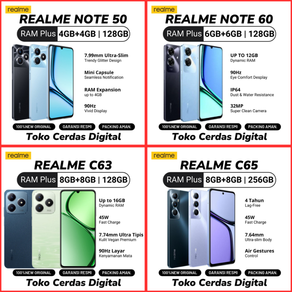 Jual Realme C75X / REALME14T 5G / 14T / 14 T / Note 60X / C61 / C63 / C67 / C75 / Note 60 X 8 ...