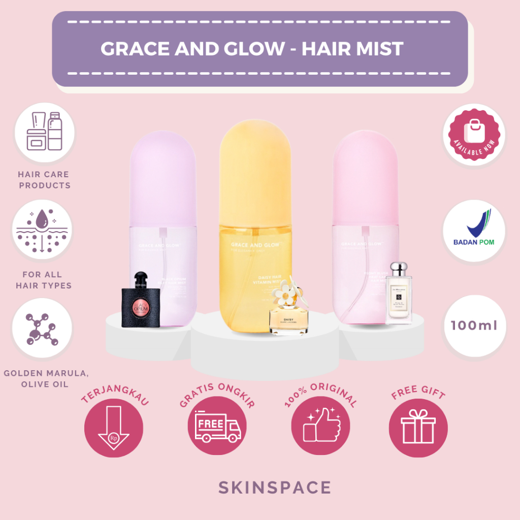 Jual GRACE AND GLOW Hair Mist / Vitamin Rambut dengan Wangi Parfum Hair ...