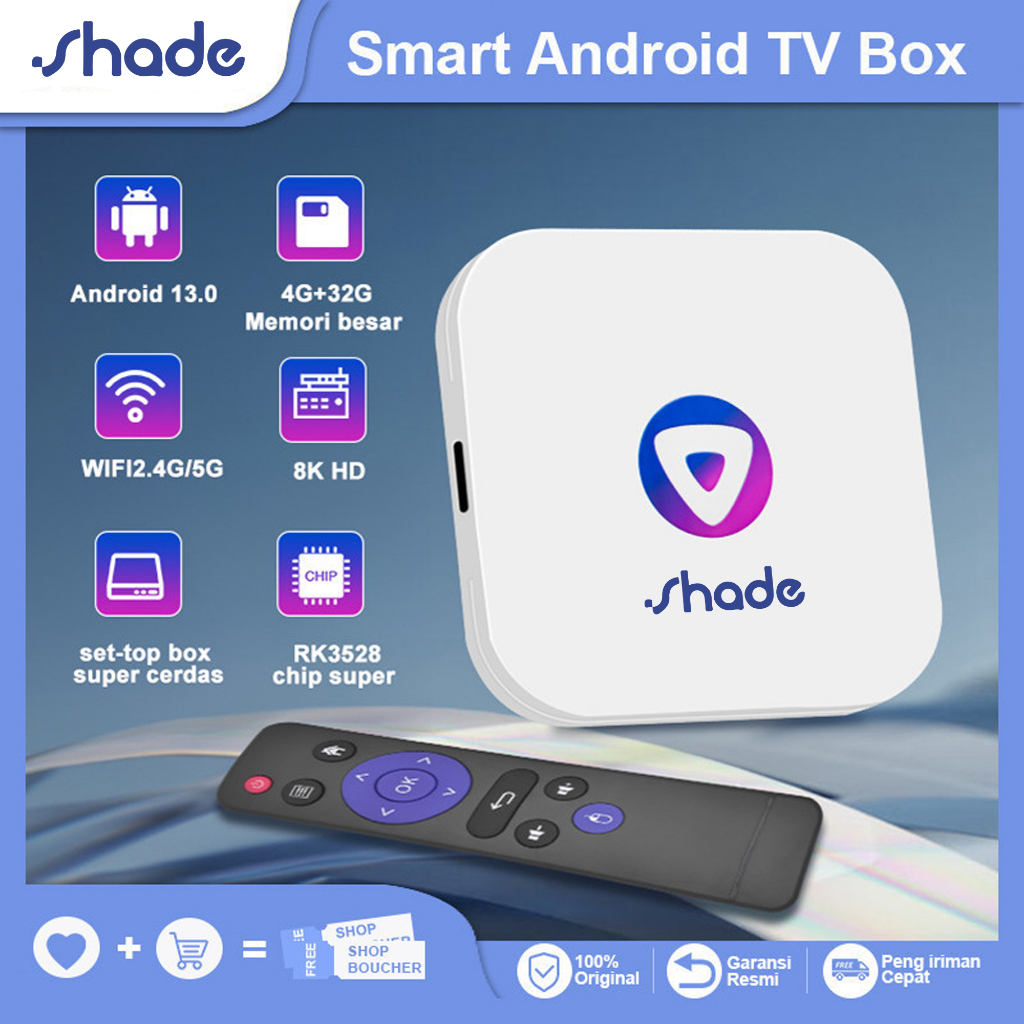 Jual SHADE Android Tv Box Android 13 OS Ram 4gb Rom 32gb Wifi 5G/2.4G Bluetooth Smart Tv Box 8K ...
