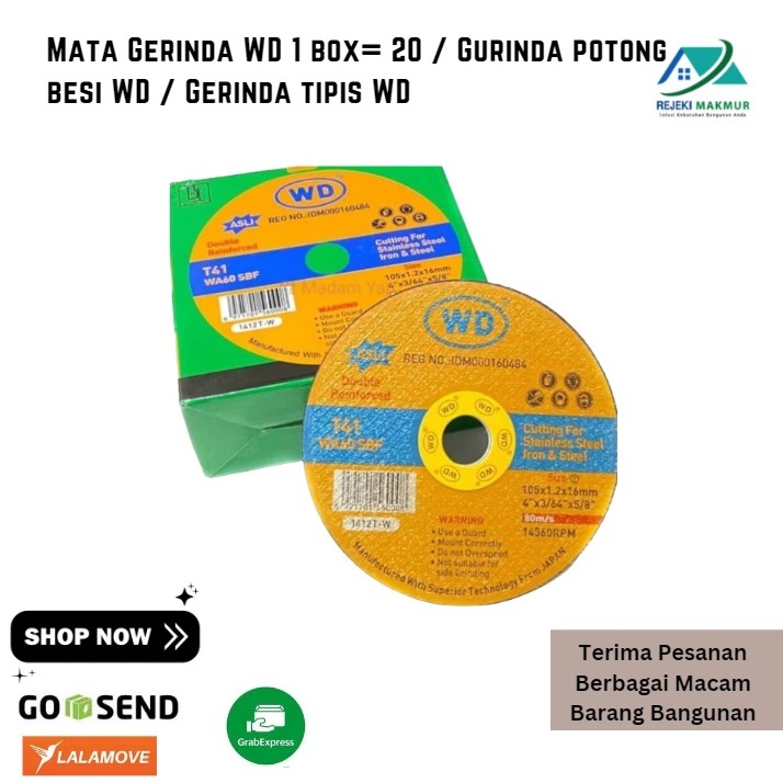 Jual Mata Gerinda WD 1 box= 20 / Gurinda potong besi WD / Gerinda tipis ...
