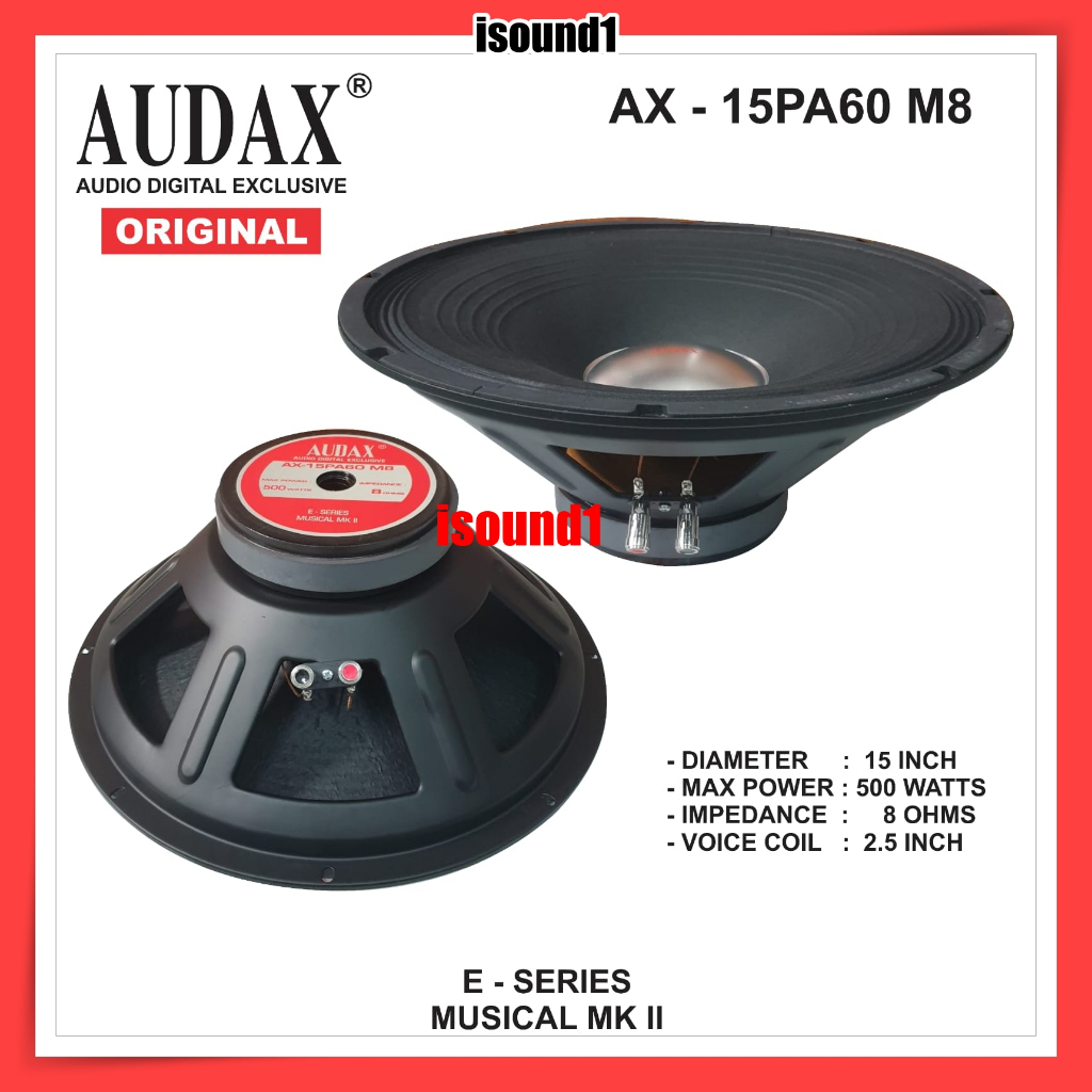 Jual SPEAKER AUDAX AX 15 PA 60 FULL RANGE 500 WATT 15PA60 AX 15PA60 M8 ...