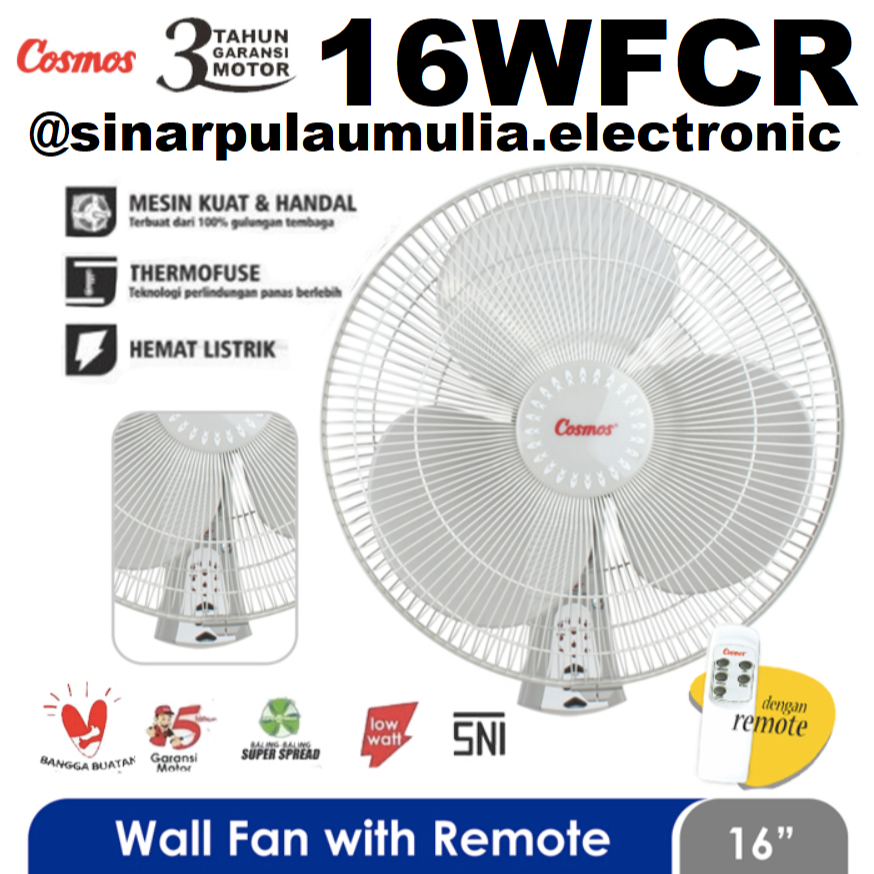 Jual Cosmos Kipas Angin Dinding Wall Fan 16 Inch Remote 16" Remot - 16 ...