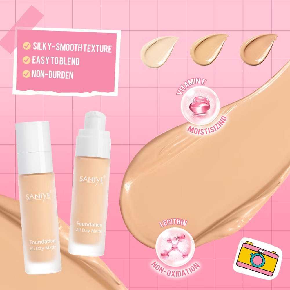 Jual SANIYE Matte Liquid Foundation Tahan Lama Color Corrector ...