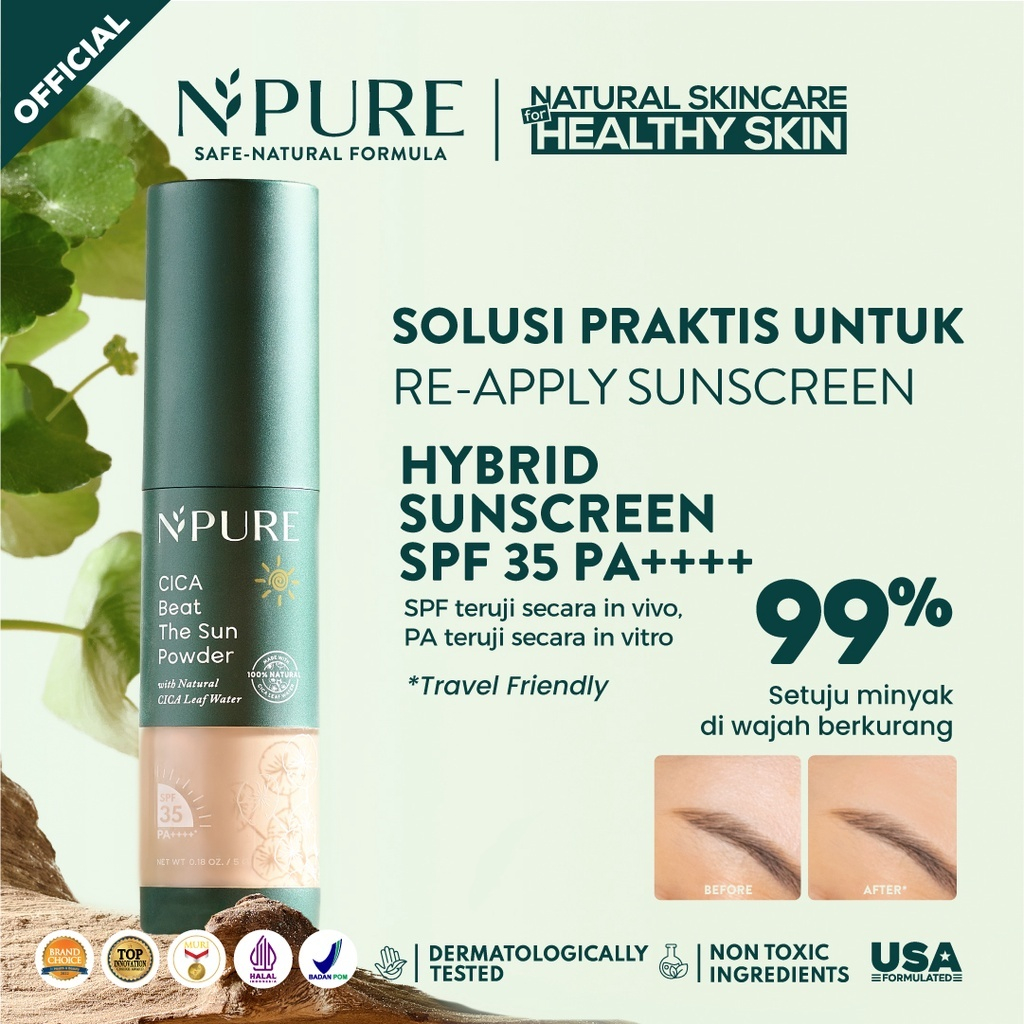 Jual NPURE Sunscreen SPF 35++ Powder Cica / Beat the Sun Powder ...