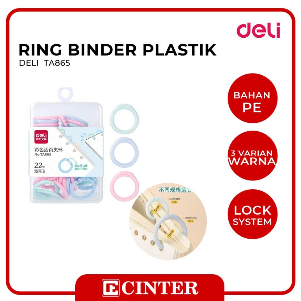 Jual DELI - RING BINDER / RING LOOSE LEAF NOTEBOOK / RING PLASTIK WARNA ...